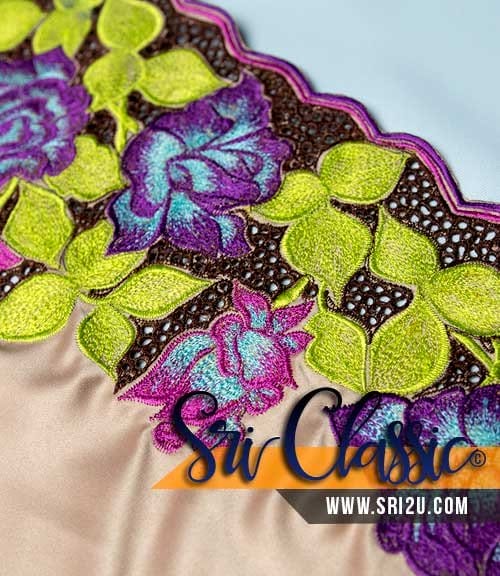 Sulam Cincang Bunga Ros Kerawang Sarang Lebah - Jubah Moden